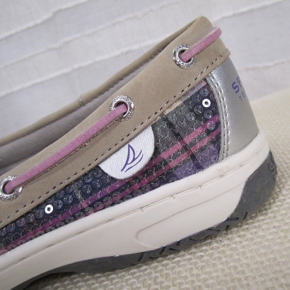 Sperry | Shoes | Sperry Kids Angelfish Boat Shoe Purple Plaid Sequins ...